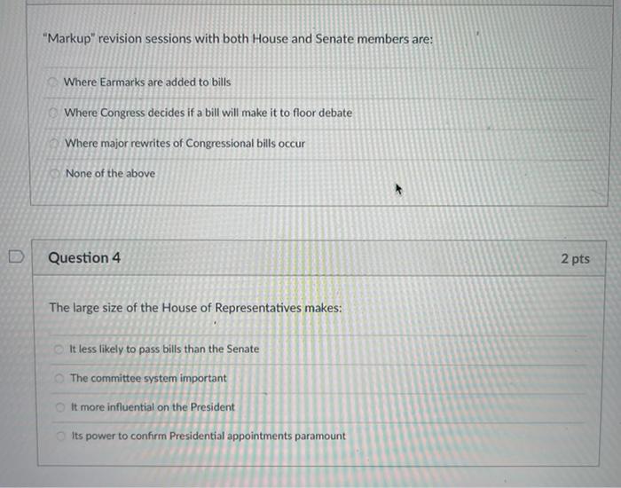 Solved "Markup" revision sessions with both House and Senate | Chegg.com
