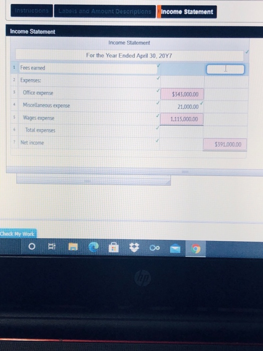Solved Instructions Labels and Amount Descriptions Income | Chegg.com