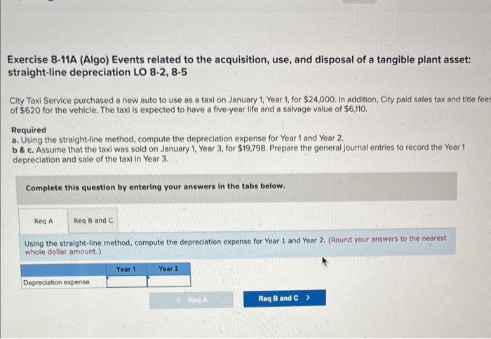 Solved Exercise 8-11A (Algo) Events related to the | Chegg.com