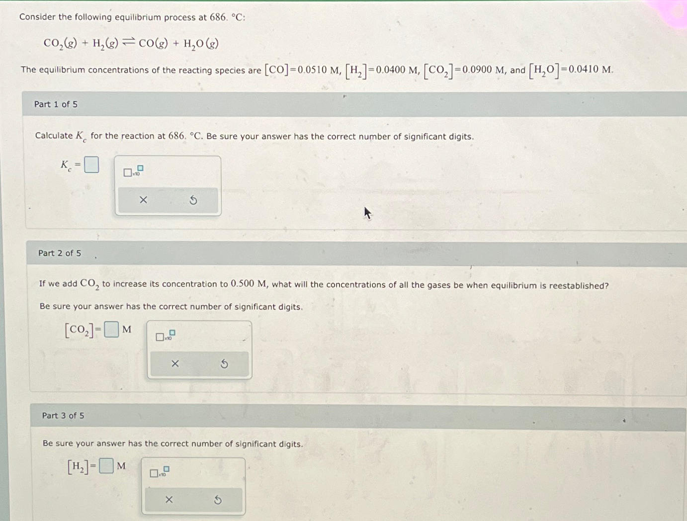 Solved Consider the following equilibrium process at 686.°C | Chegg.com