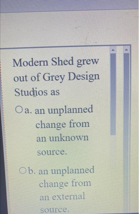 Solved Modern Shed grew out of Grey Design Studios as Oa, an | Chegg.com