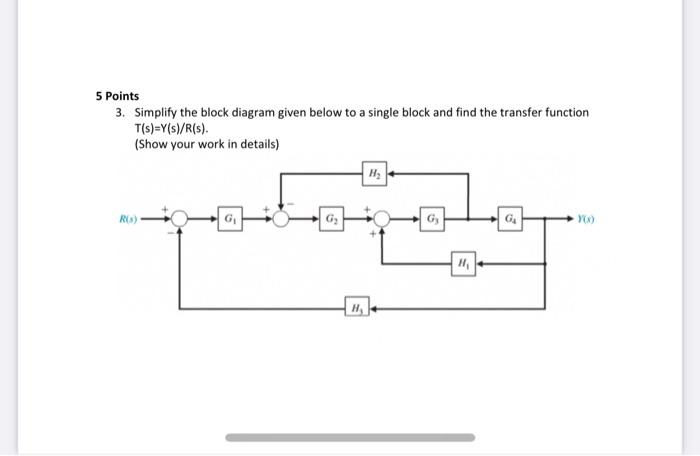 Solved 5 Points 3. Simplify the block diagram given below to | Chegg.com