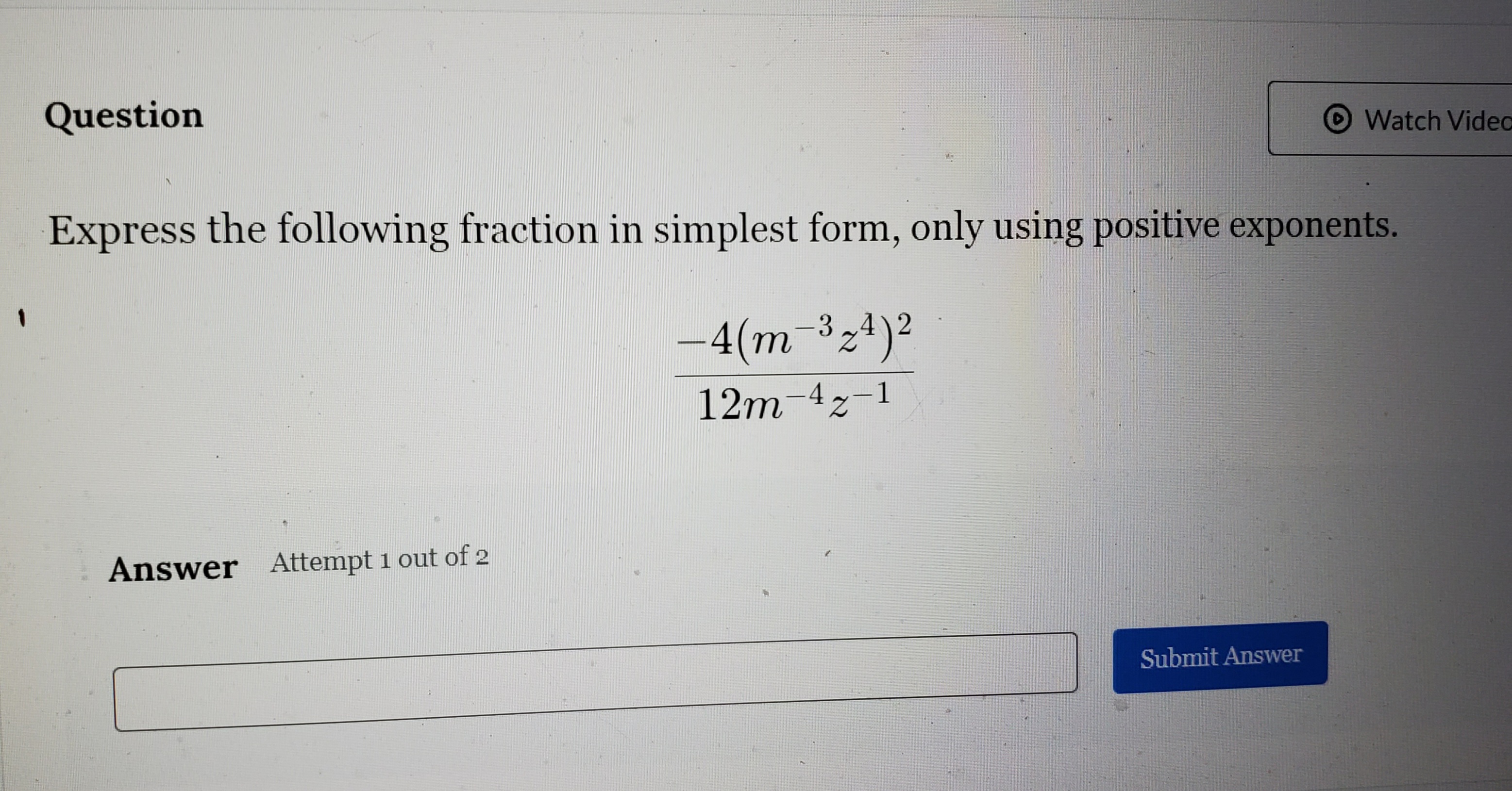 Solved QuestionExpress the following fraction in simplest | Chegg.com