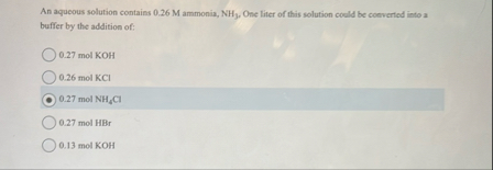 Solved An aqueous solution contains 0.26 ﻿M ammonia, NH3, | Chegg.com