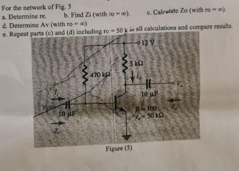 Solved For the network of Fig. 5 a. Determine re. b. Find Zi | Chegg.com