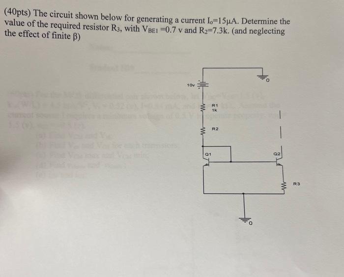 Solved (40pts) The circuit shown below for generating a | Chegg.com