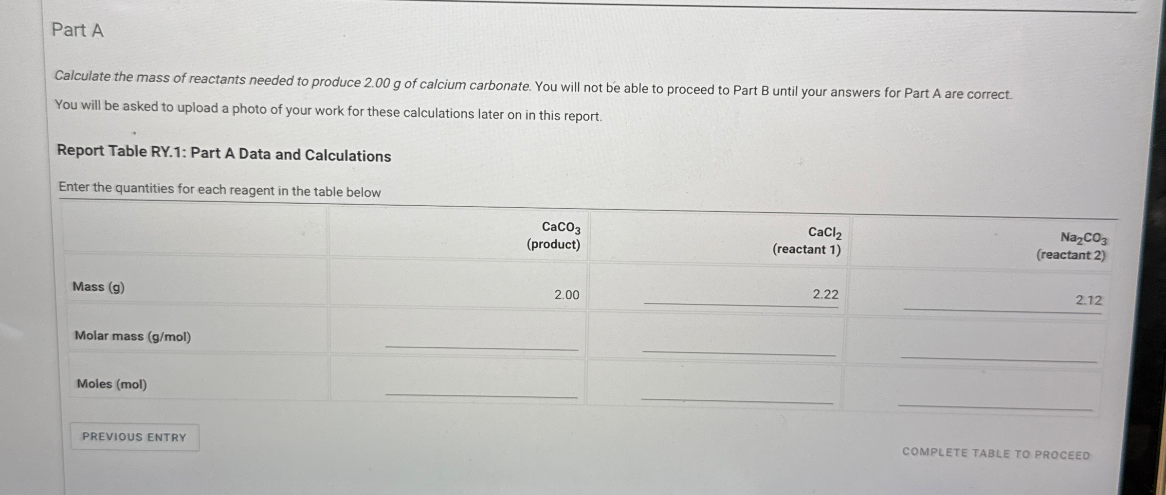 Solved Part ACalculate the mass of reactants needed to | Chegg.com