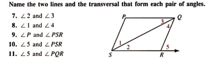 Solved Name the two lines and the transversal that form each | Chegg.com