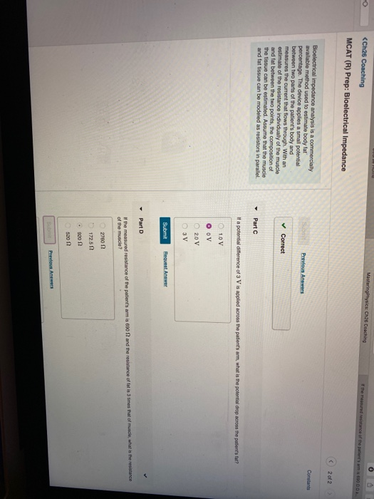 Solved Part C If a potential difference of 3 V is applied | Chegg.com