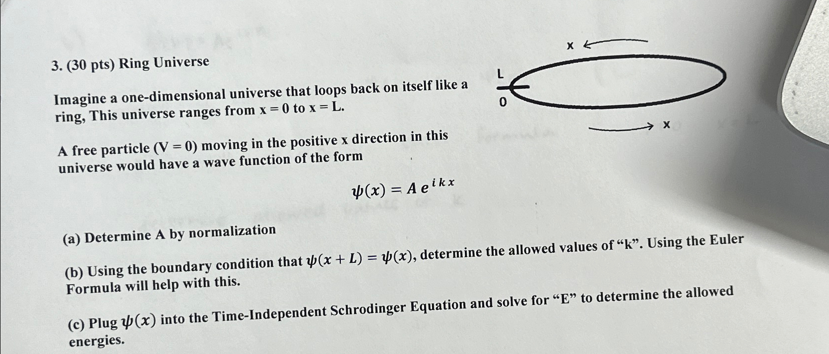 Solved (30 ﻿pts) ﻿Ring UniverseImagine a one-dimensional | Chegg.com