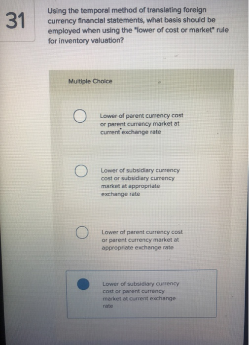 Solved Using the temporal method of translating foreign | Chegg.com