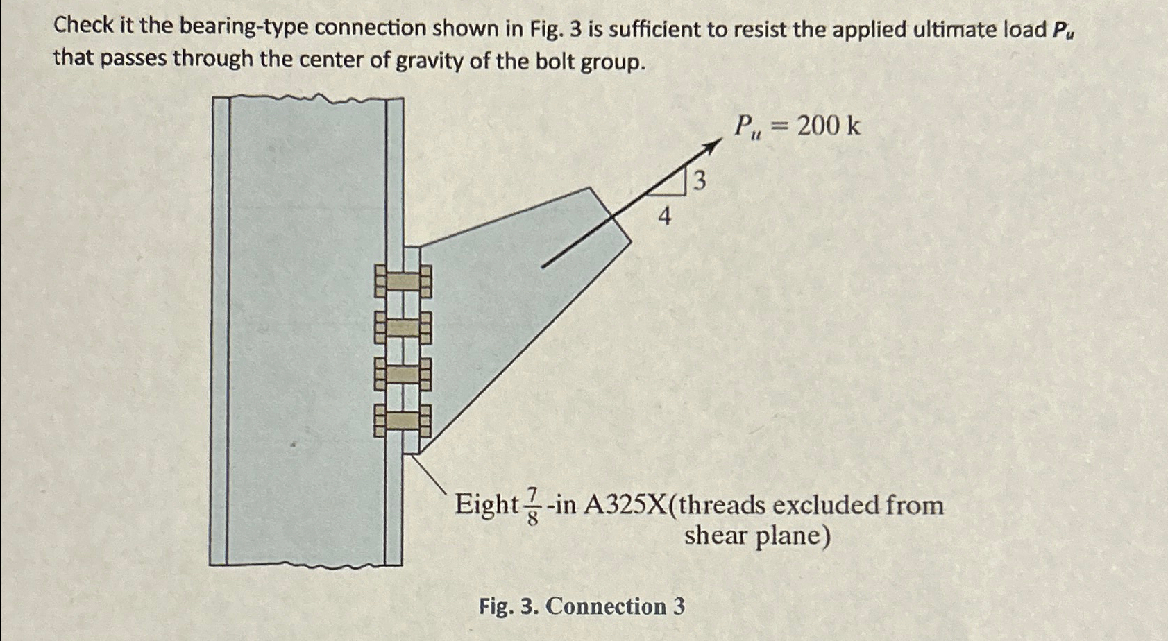 Solved Check it the bearing-type connection shown in Fig. 3 | Chegg.com