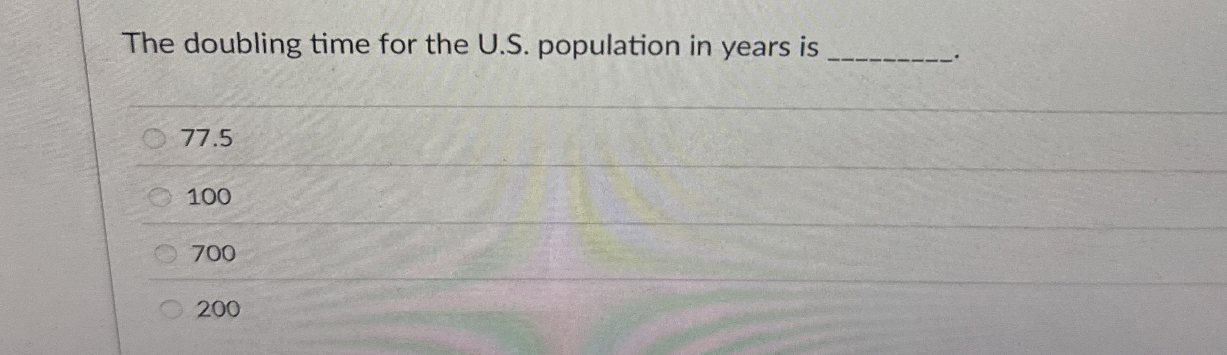 Solved The doubling time for the U.S. ﻿population in years | Chegg.com