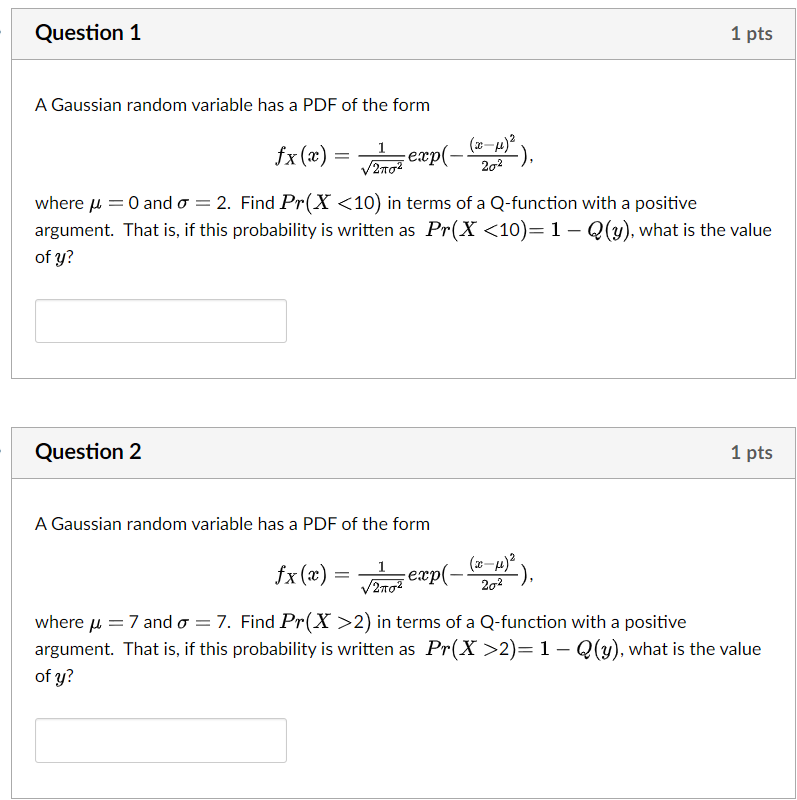 Solved where Question 1A Gaussian random variable has a PDF | Chegg.com