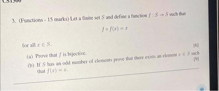 Solved 3 Functions 15 Marks Let A Finite Set S And 1141