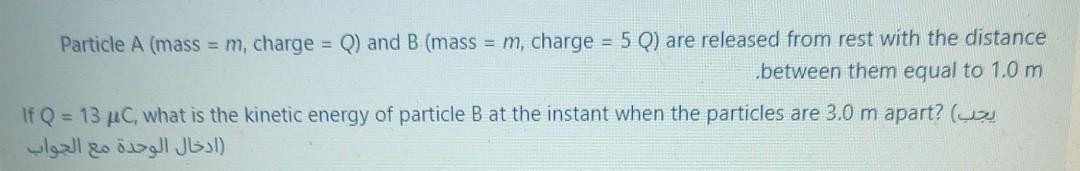 Solved Particle A (mass = m, charge = Q) and B (mass = m, | Chegg.com