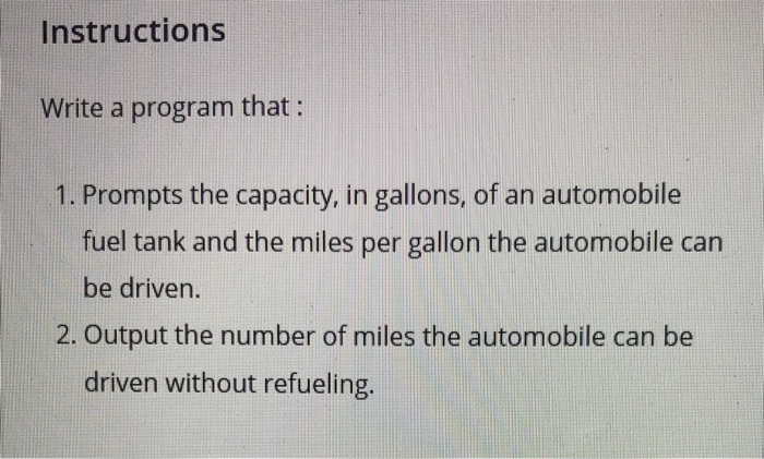 Solved Instructions Write a program that: 1. Prompts the | Chegg.com