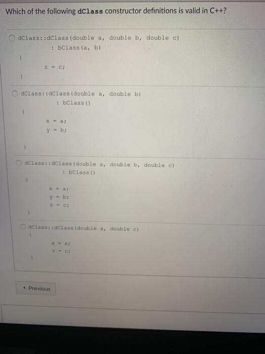 Solved Consider the following class definitions: class | Chegg.com