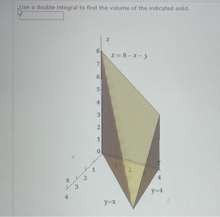Solved Use a double integral to find the volume of the | Chegg.com