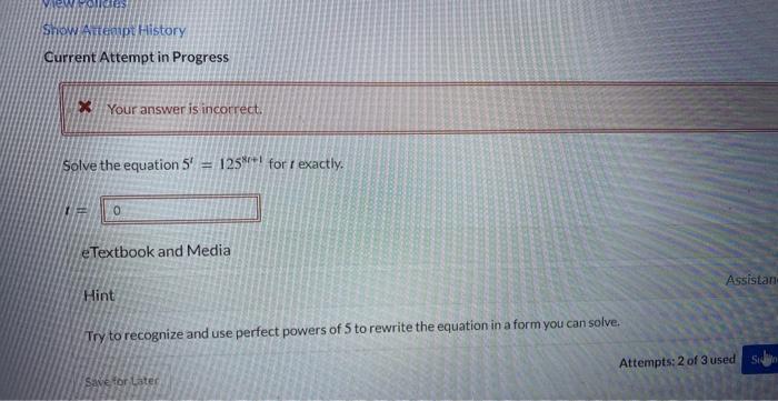 Solved Current Attempt in Progress Your answer is incorrect. | Chegg.com