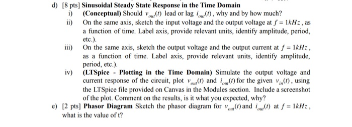 Solved Problem 1 - Phasors, Frequency, and Sinusoidal Steady | Chegg.com