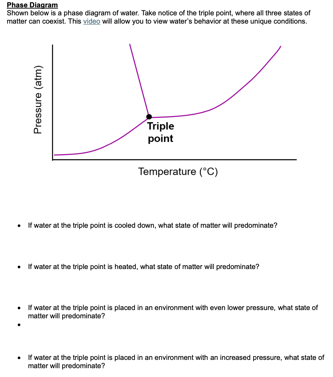 Solved Phase DiagramShown below is a phase diagram of water. | Chegg.com