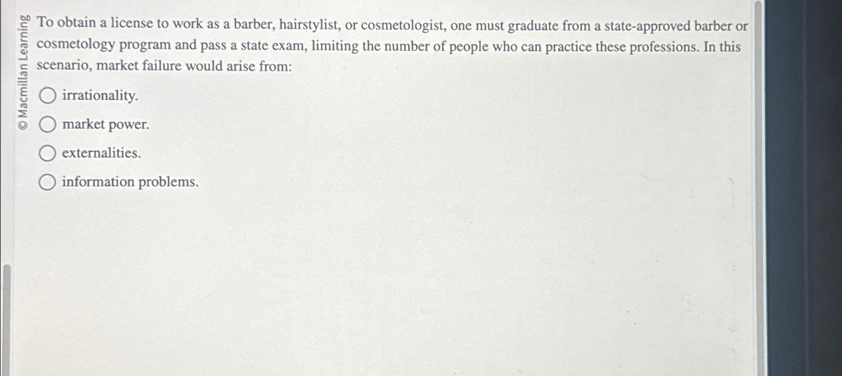 Solved 고다. ﻿To obtain a license to work as a barber, | Chegg.com