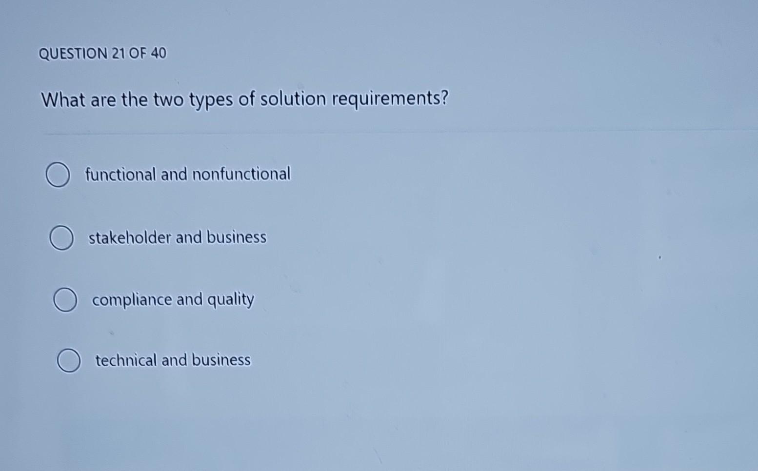 Solved What are the two types of solution requirements? | Chegg.com