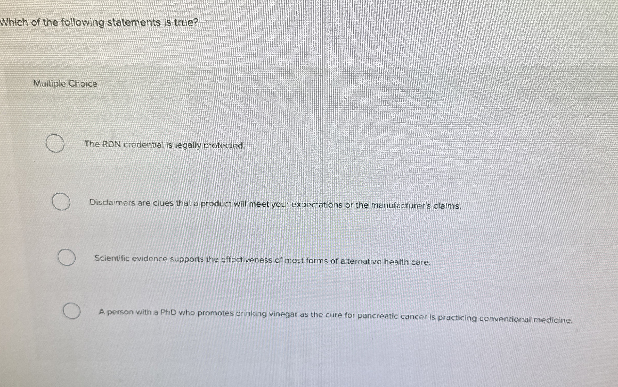 Solved Which of the following statements is true?Multiple | Chegg.com