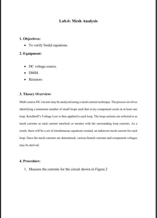Solved 1. Objectives: - To verify Nodal equations. 2. | Chegg.com
