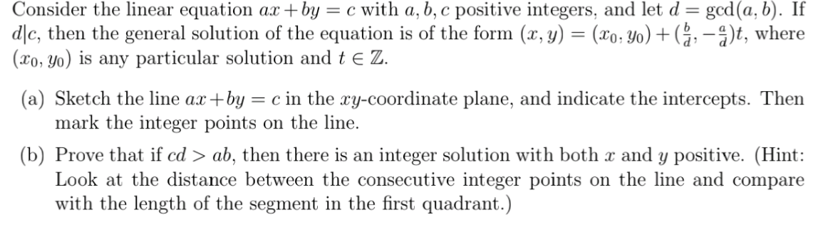 Solved Consider the linear equation ax+by=c with a,b,c | Chegg.com