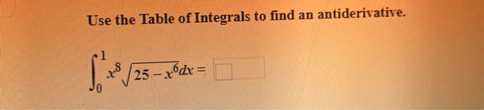 Solved Use the Table of Integrals to find an antiderivative. | Chegg.com