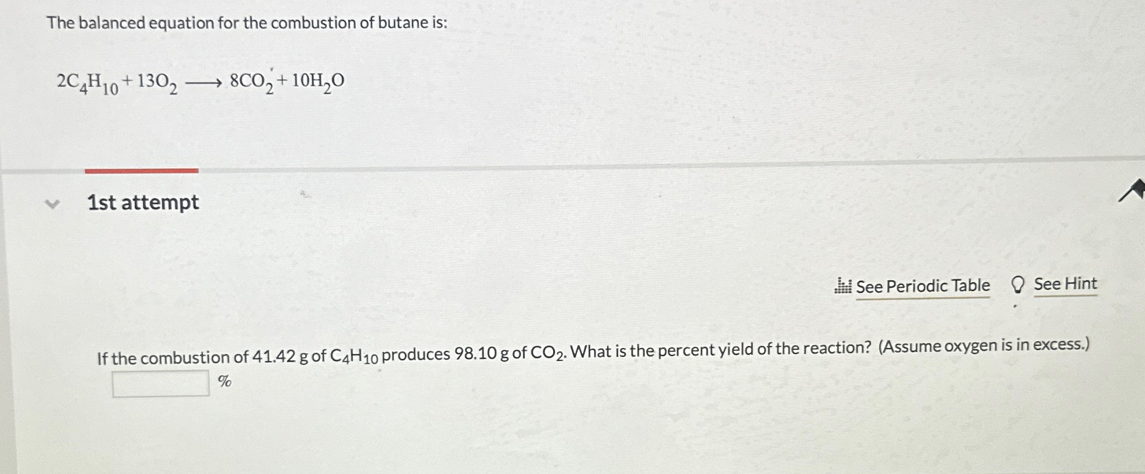 Solved The balanced equation for the combustion of butane | Chegg.com