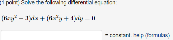 Solved (1 ﻿point) ﻿Solve the following differential | Chegg.com
