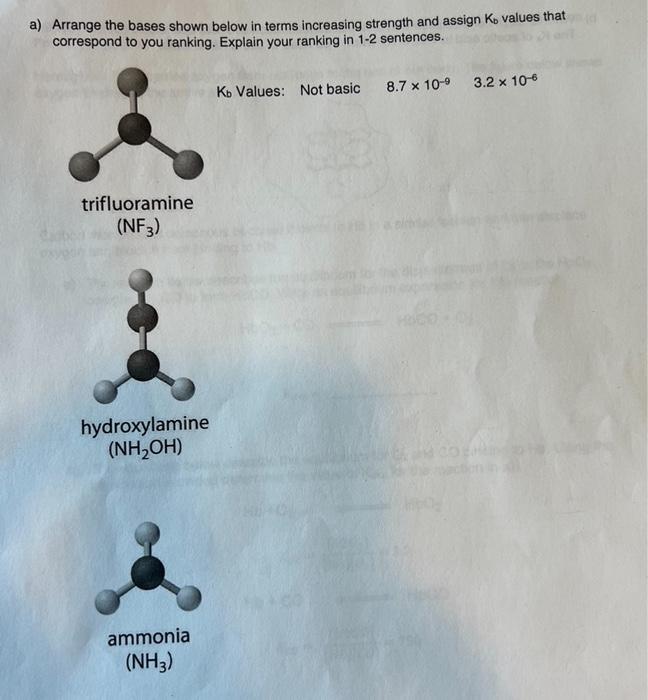 a) Arrange the bases shown below in terms increasing | Chegg.com