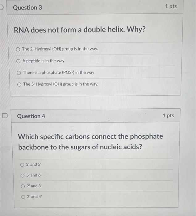 Solved RNA does not form a double helix. Why? The 2' | Chegg.com