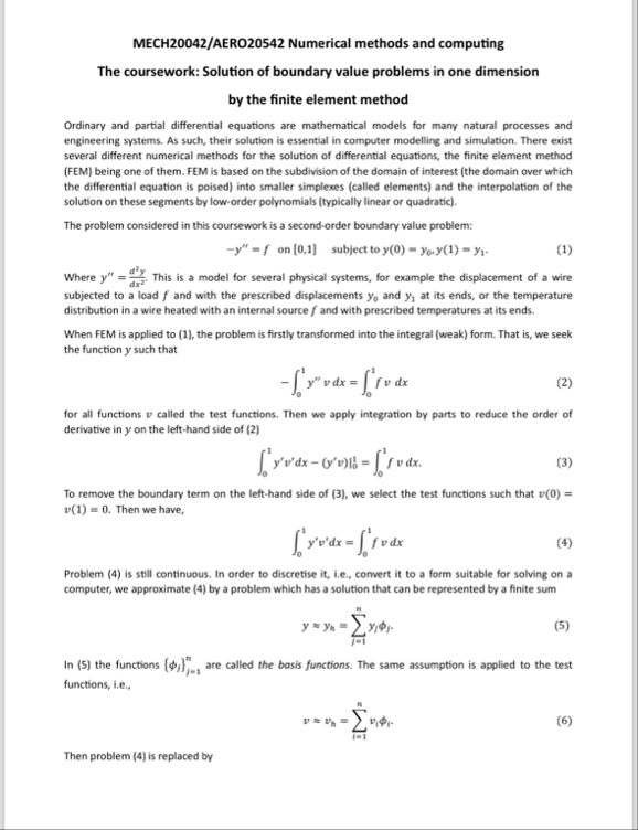 Solved MECH20042/AERO20542 ﻿Numerical methods and | Chegg.com