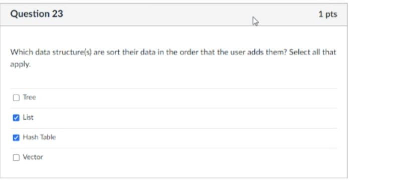 Solved Question 231 ﻿ptsWhich data structure(s) ﻿are sort | Chegg.com