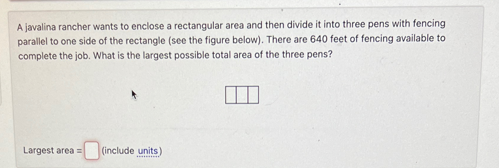 Solved A javalina rancher wants to enclose a rectangular | Chegg.com