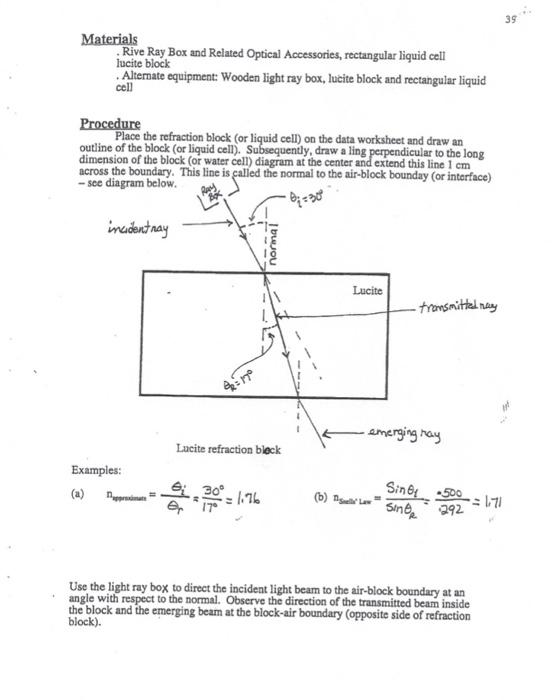 Solved 90 Geometric Optics Refraction of Light Introduction | Chegg.com