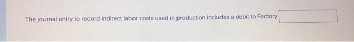 Solved The journal entry to record indirect labor costs used | Chegg.com