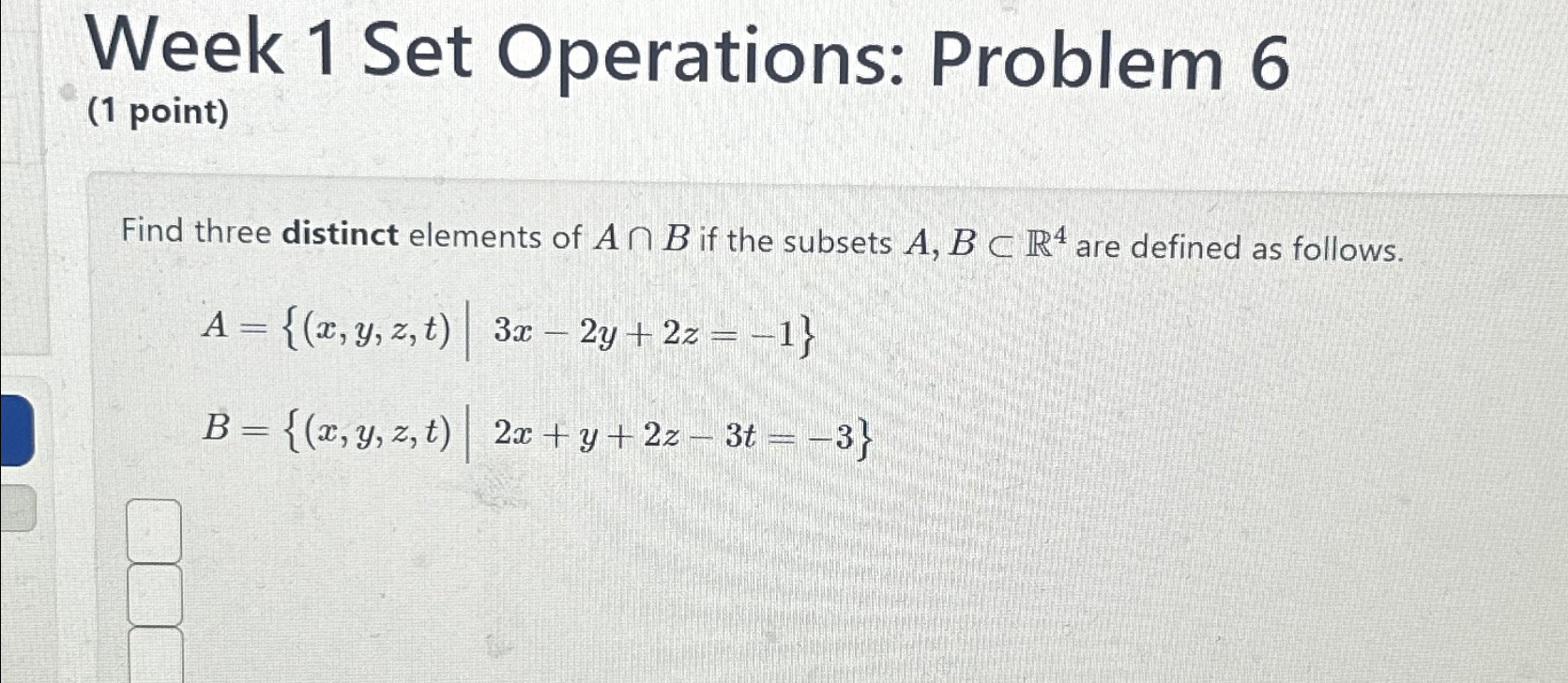 Solved Week 1 ﻿set Operations Problem 6 1 ﻿point Find Three