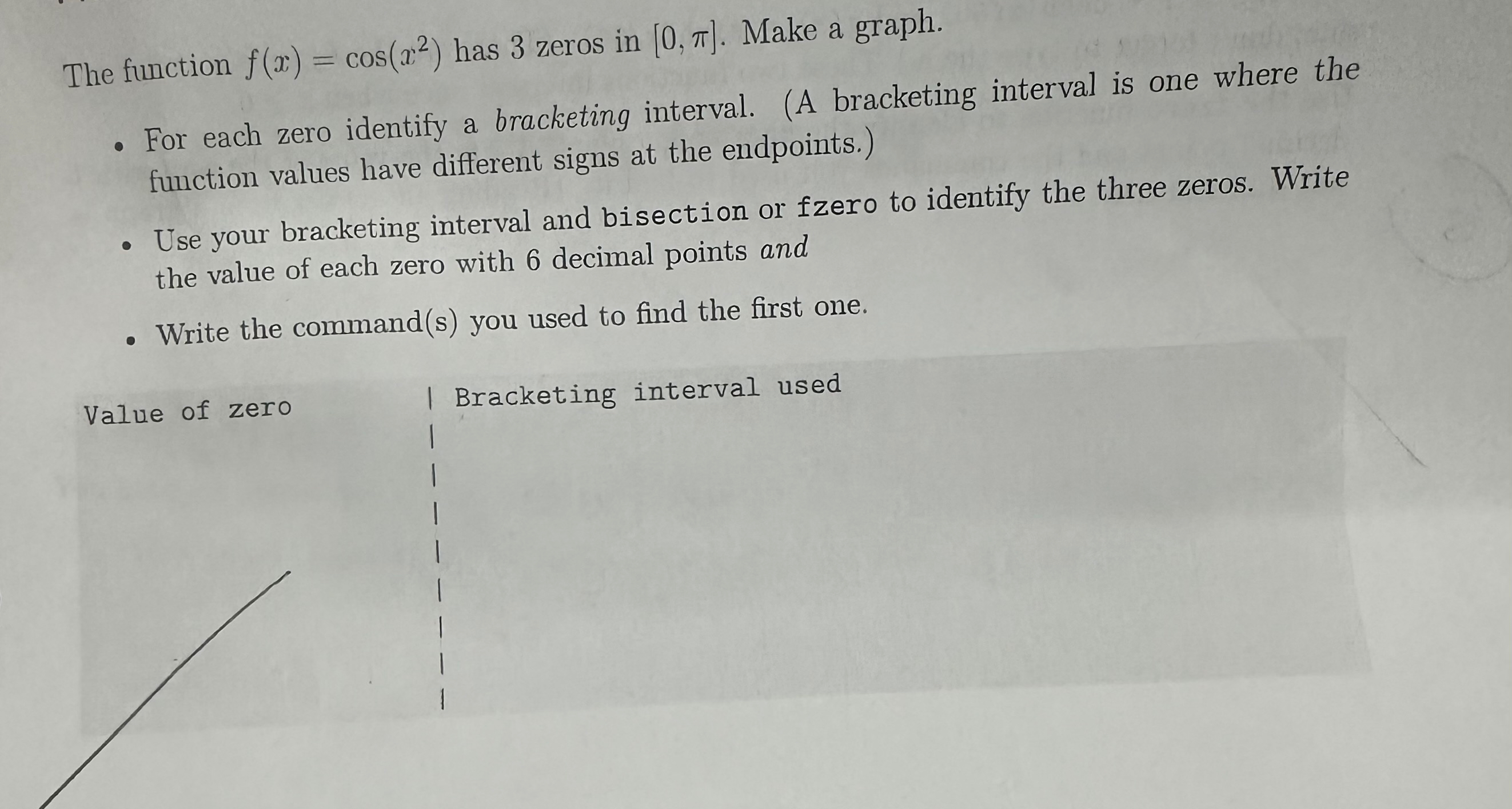 Solved The function f(x)=cos(x2) ﻿has 3 ﻿zeros in 0,π. ﻿Make | Chegg.com