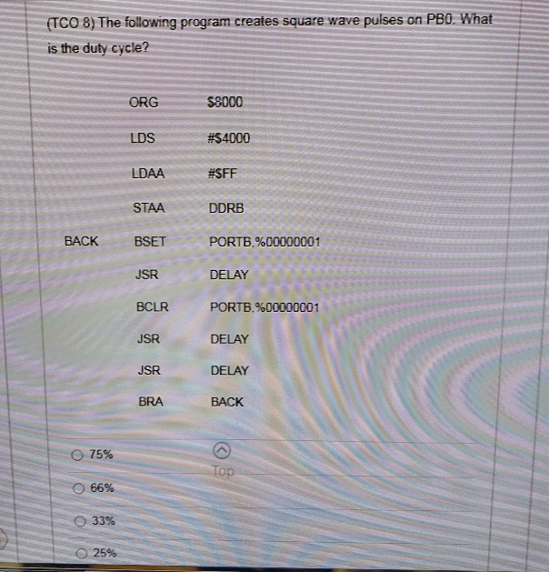 Solved (TCO 8) The following program creates square wave | Chegg.com