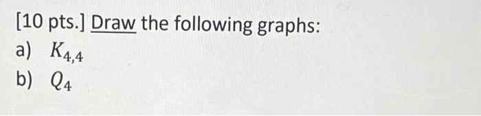 Solved (10 pts.] Draw the following graphs: a) K4,4 b) 04. | Chegg.com