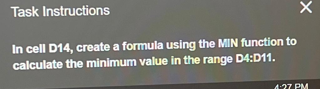 Solved Task InstructionsIn cell D14, ﻿create a formula using | Chegg.com