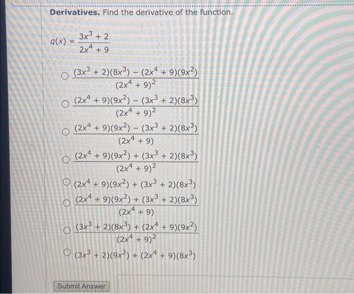 Solved Derivatives. Find the derivative of the function. | Chegg.com
