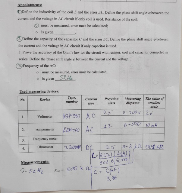 Appointments: Define the inductivity of the coil L | Chegg.com