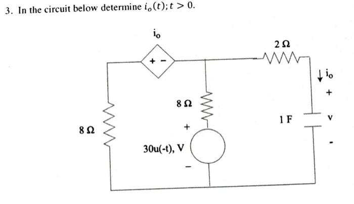 Solved 3. In the circuit below determine io(t);t>0. | Chegg.com