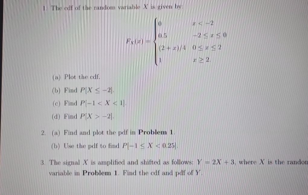 Solved The cdf of the random variable x ﻿is given | Chegg.com